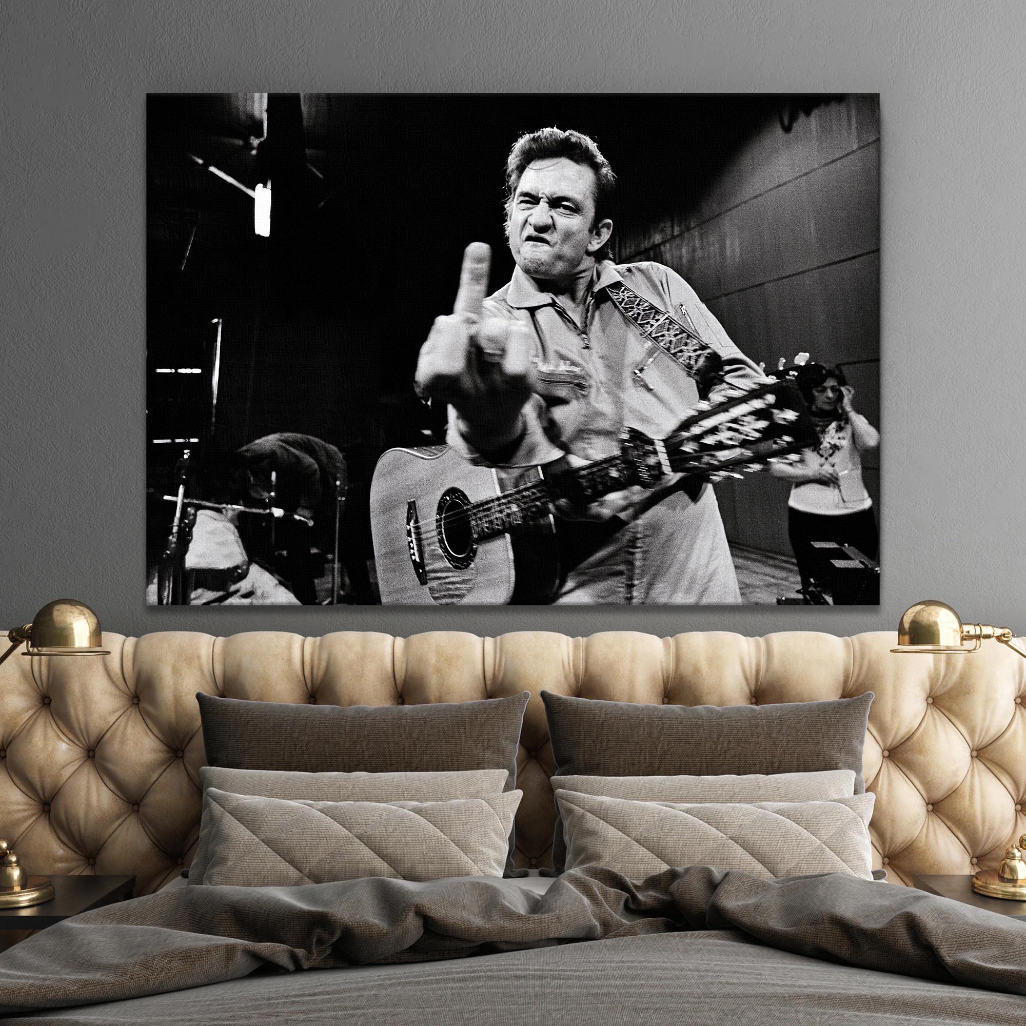 Johnny Cash Middle Finger at San Quentin Prison Canvas Wall Art ...