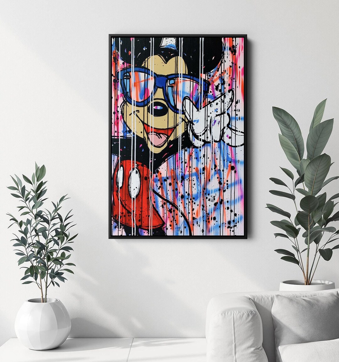Abstract Mickey Mouse Pop Art Canvas - Street Graffiti Style Wall Art ...