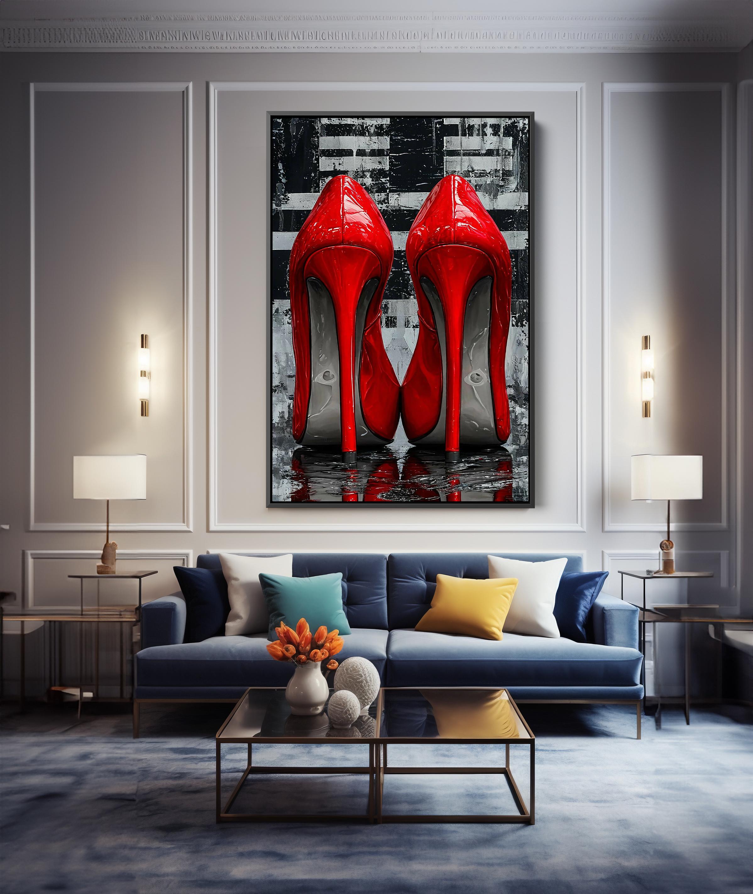 Red Stiletto Pop Art Painting, Bold Fashion Canvas Art, Modern Decor ...