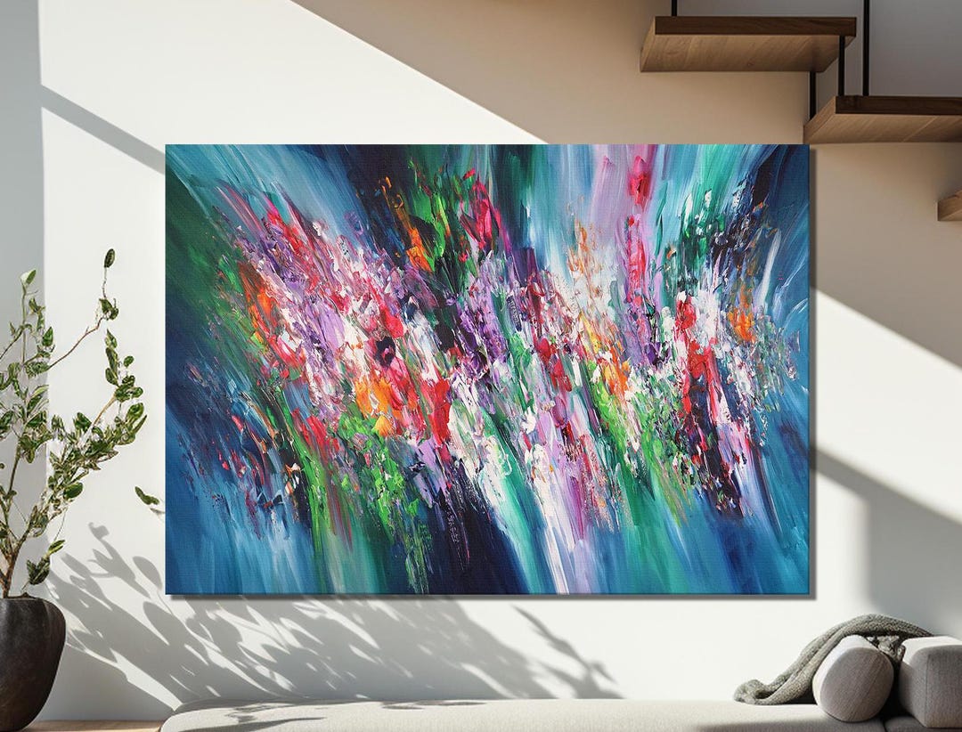 Colorful Abstract Canvas Wall Art, Vibrant Modern Decor, Ready to Hang ...