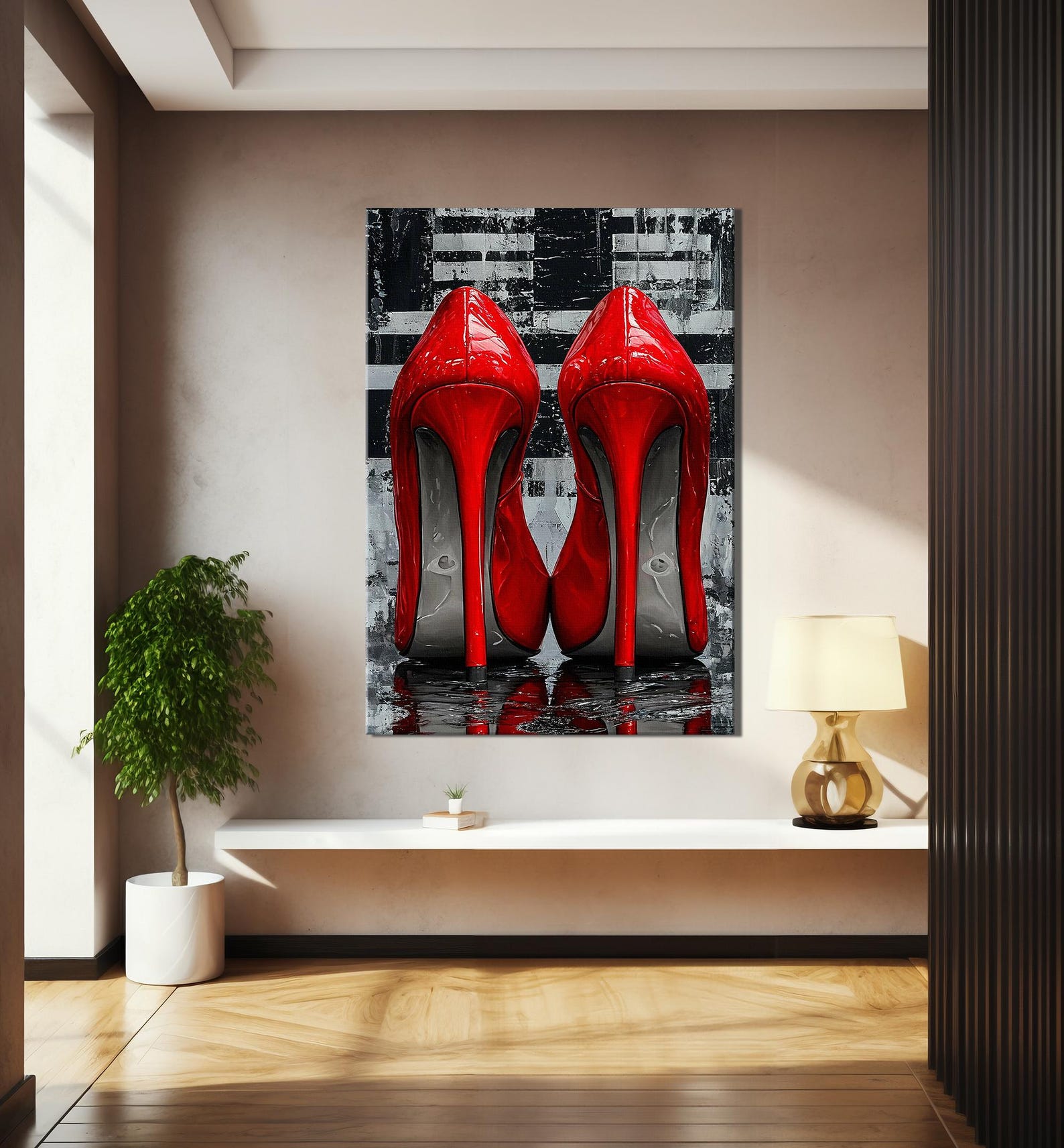 Red Stiletto Pop Art Painting, Bold Fashion Canvas Art, Modern Decor ...