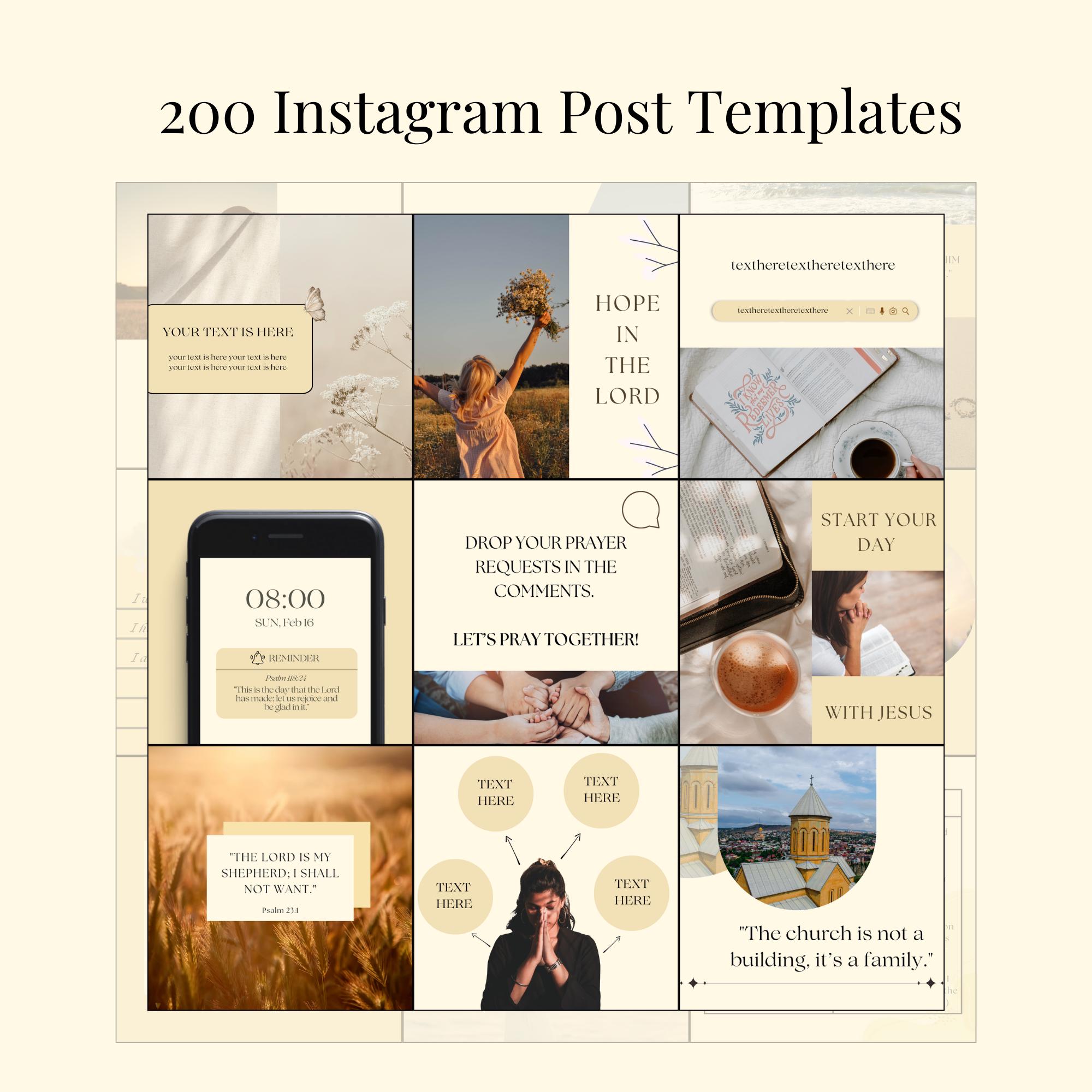 200 Christian Instagram Post Templates Yellow Faith Instagram Templates ...