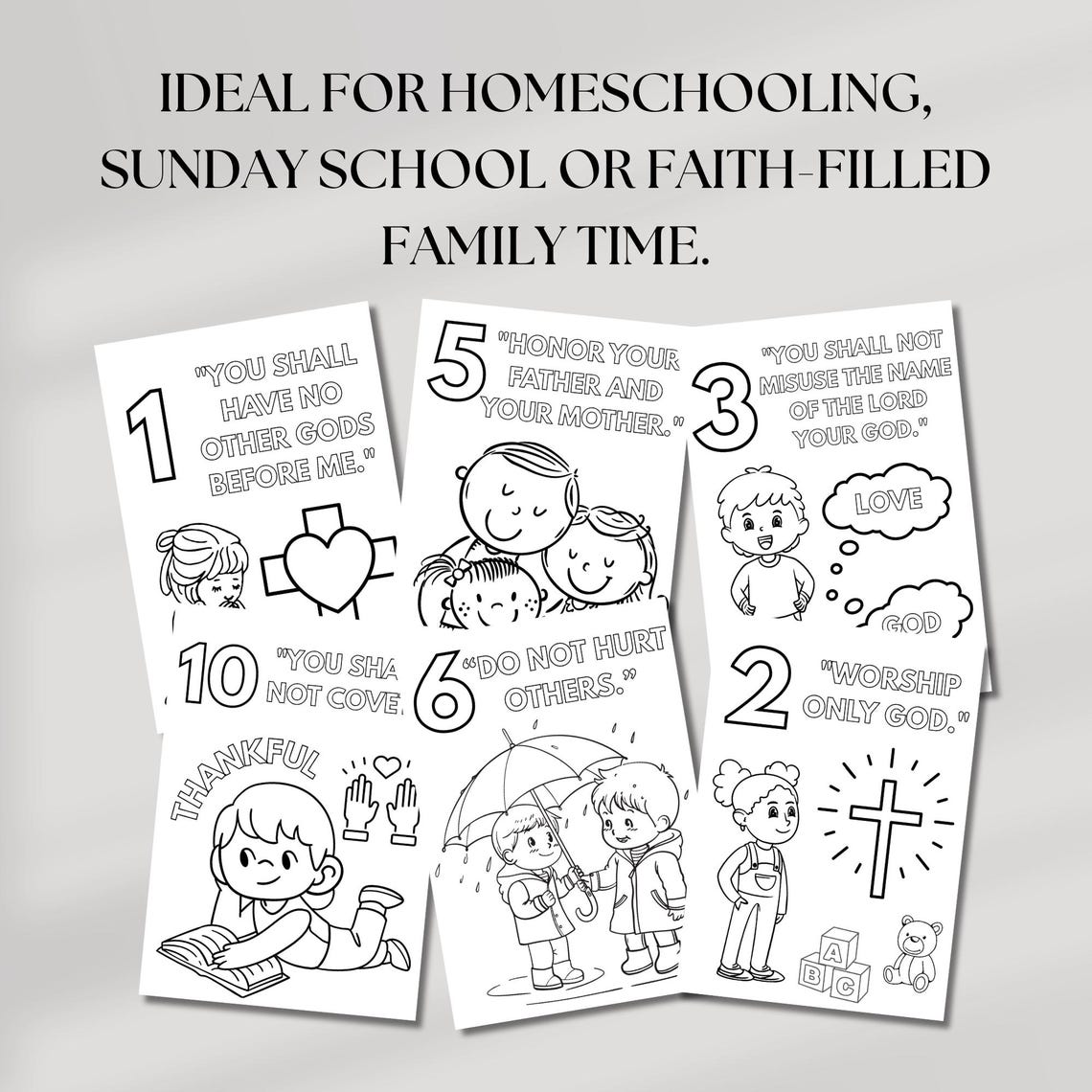 Ten Commandments Coloring Pages Printable Christian Kids Activity ...