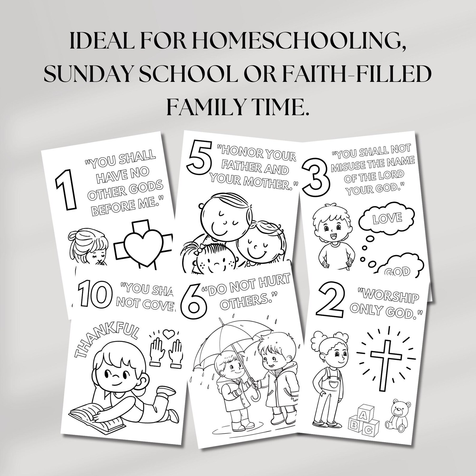 Ten Commandments Coloring Pages Printable Christian Kids Activity ...