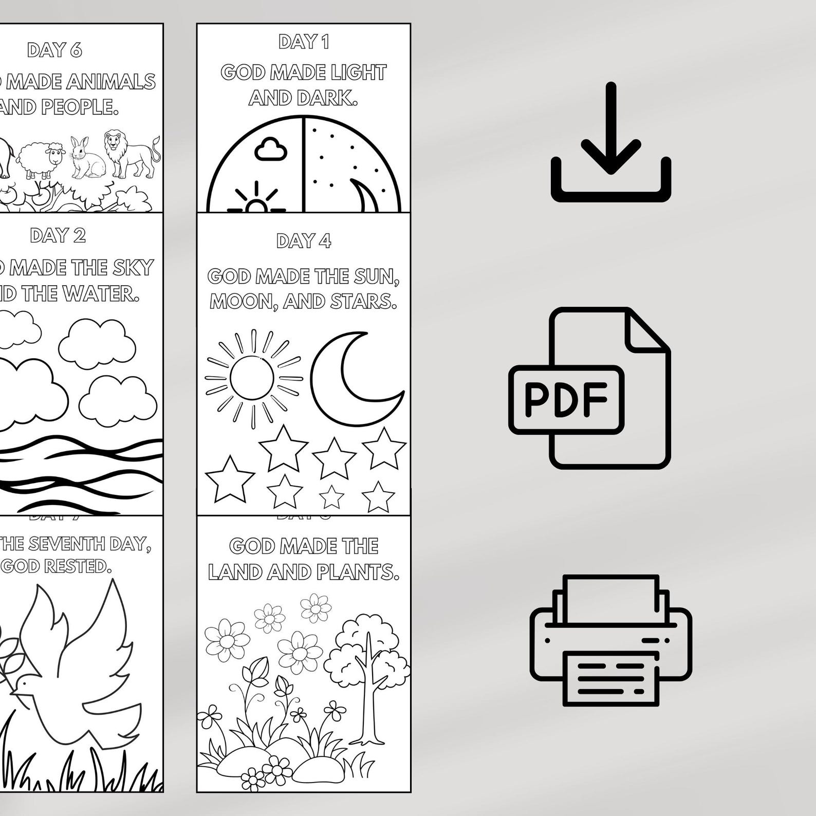 The Creation Story Coloring Pages Printable Christian Kids Activity ...
