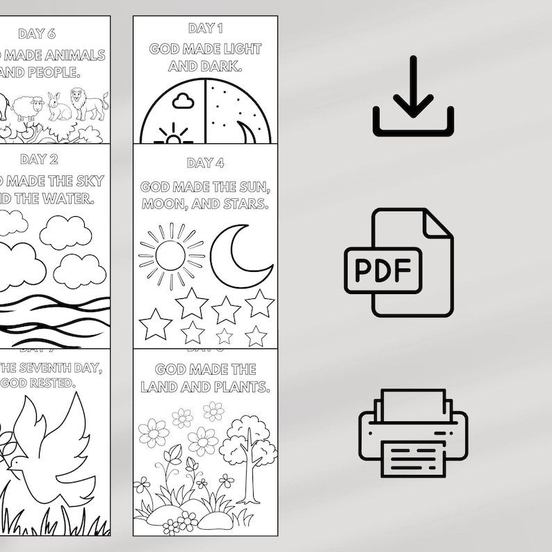 The Creation Story Coloring Pages Printable Christian Kids Activity ...