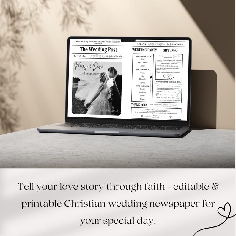 Editable Wedding Newspaper Template Printable Christian Wedding ...