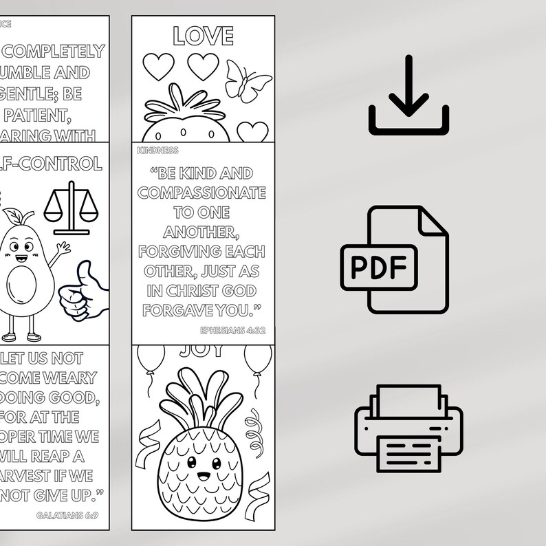 Fruit of the Spirit Coloring Pages Printable Christian Kids Activity ...