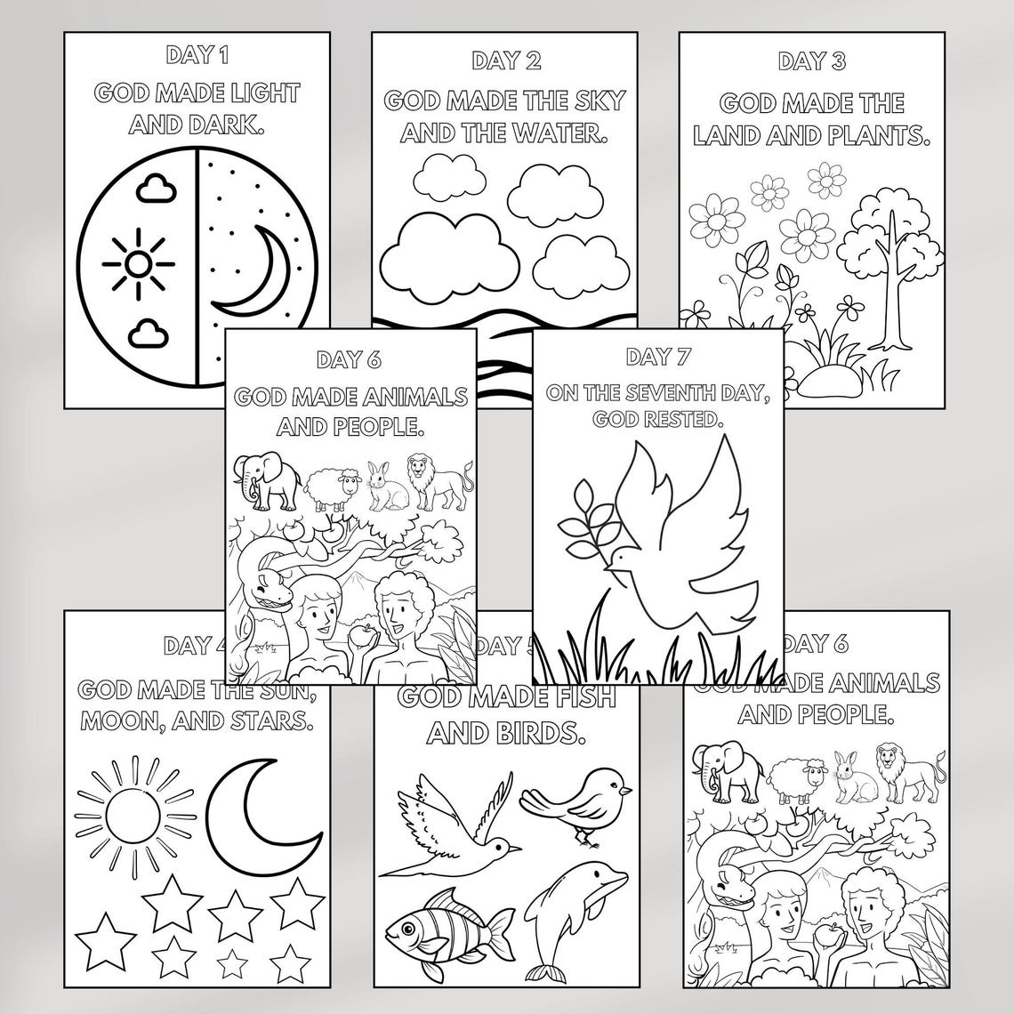 The Creation Story Coloring Pages Printable Christian Kids Activity ...