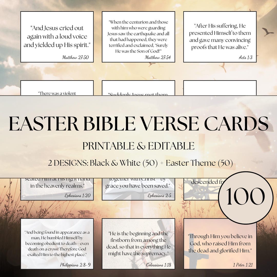 100 Easter Bible Verse Cards Holy Week Bible Scriptures Printable ...