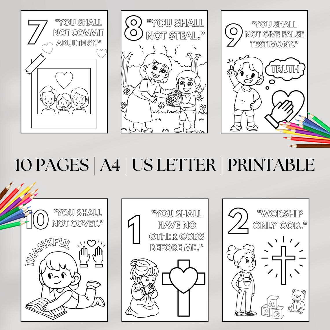 Ten Commandments Coloring Pages Printable Christian Kids Activity ...