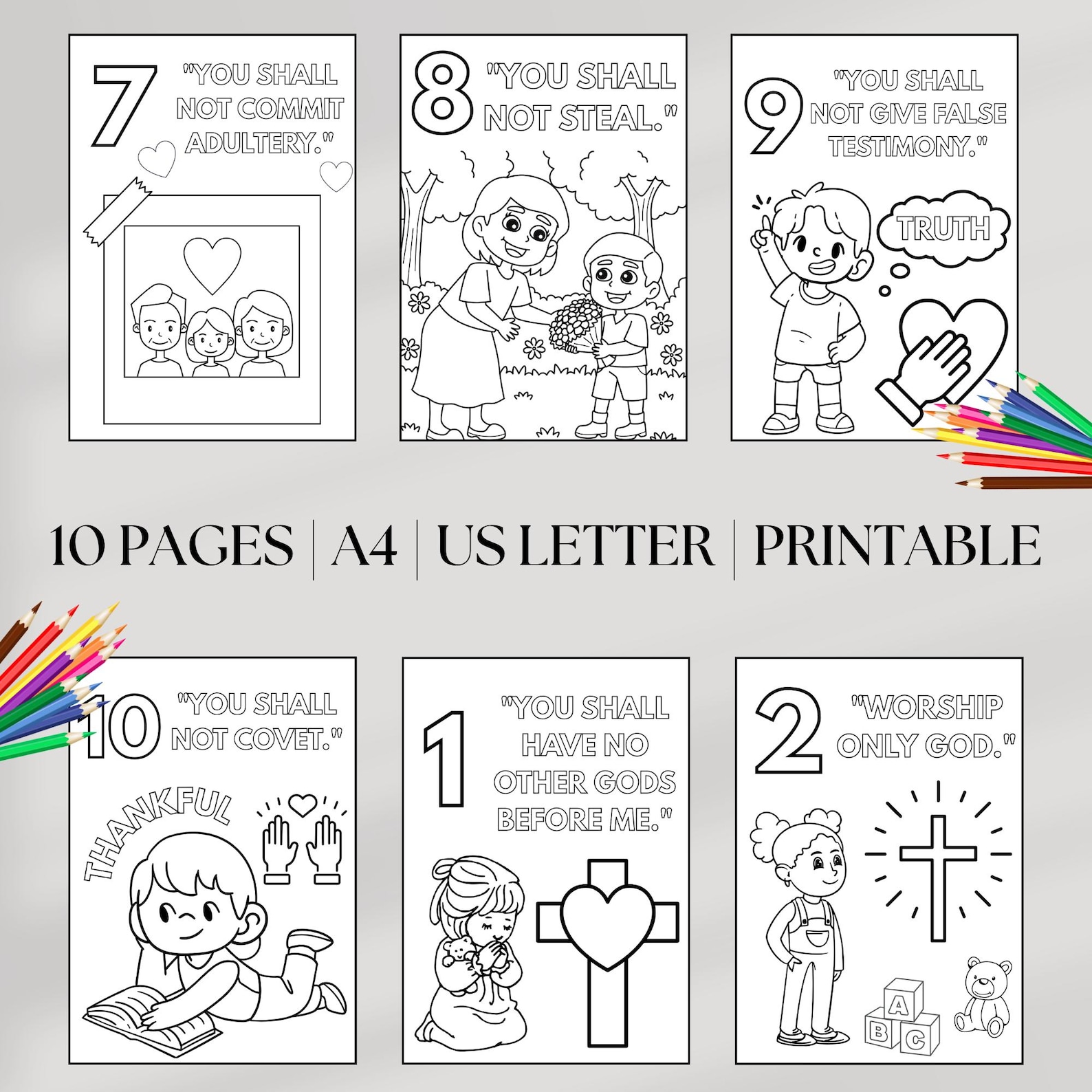 Ten Commandments Coloring Pages Printable Christian Kids Activity ...