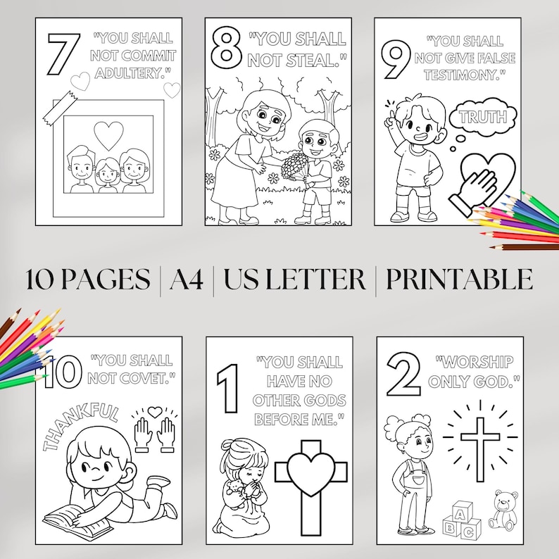 Ten Commandments Coloring Pages Printable Christian Kids Activity ...