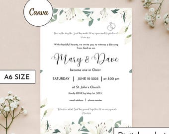 Editable Christian Wedding Invitation Template Printable Canva Template ...