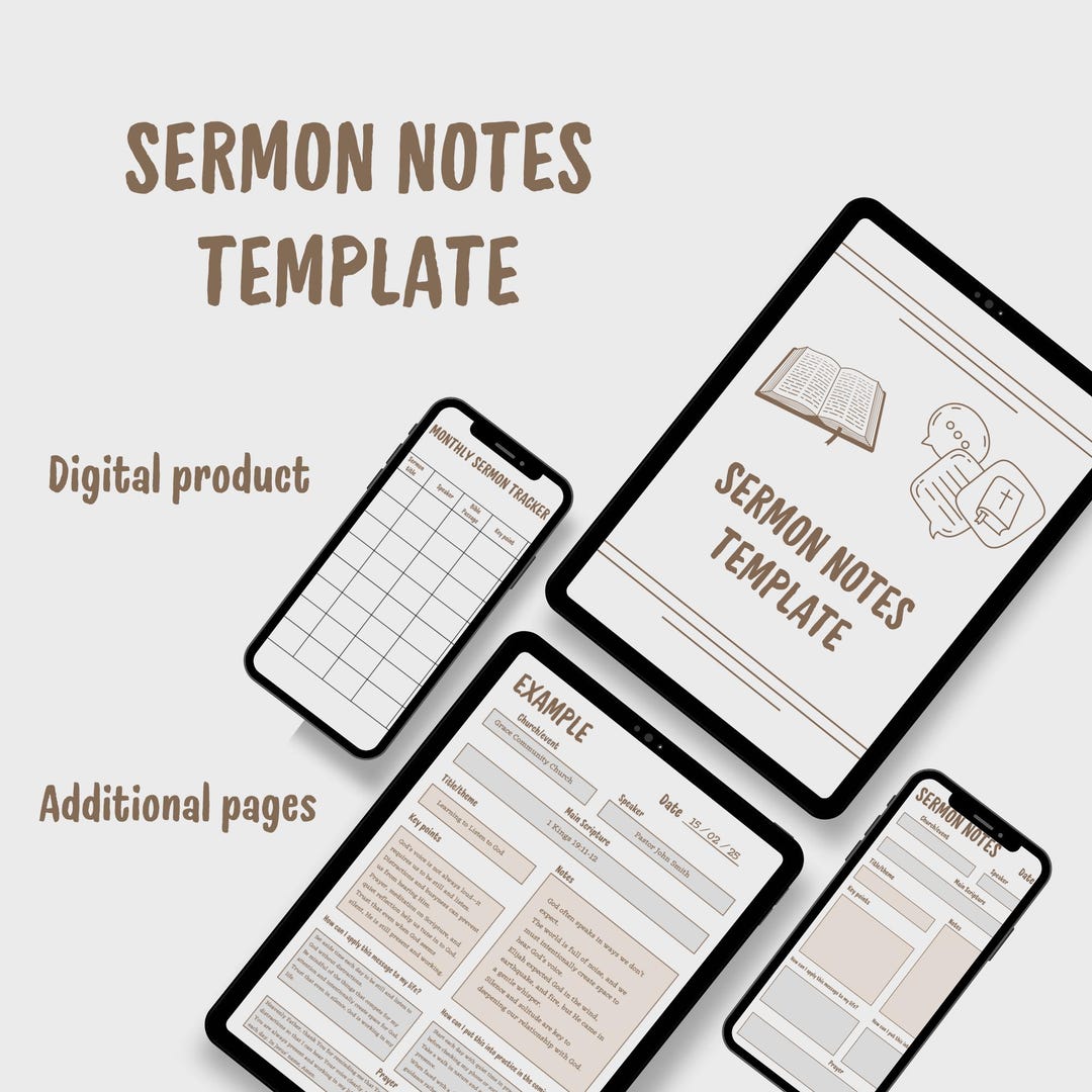 Digital Sermon Notes Template Printable Prayer Journal Digital ...