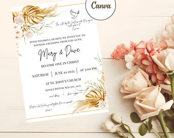 Editable Christian Wedding Invitation Template Printable Canva Template Instant Download Church ...