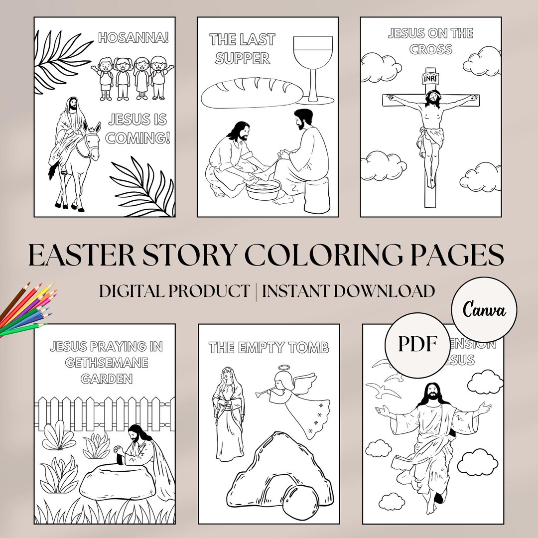 Easter Story Coloring Pages Printable Easter Activities Kids Editable ...