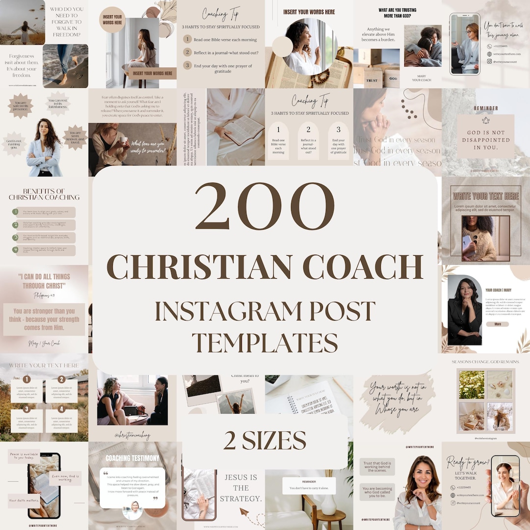 200 Christian Coach Instagram Post Templates Faith-based Canva Social ...