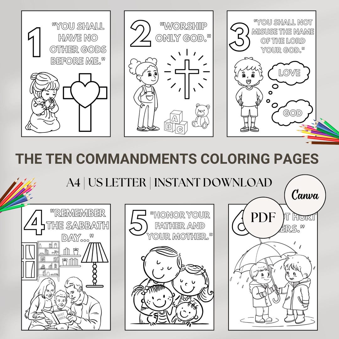 Ten Commandments Coloring Pages Printable Christian Kids Activity ...