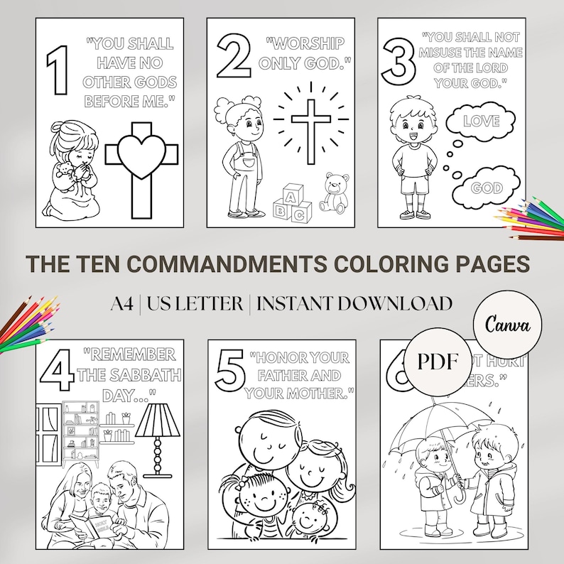 Ten Commandments Coloring Pages Printable Christian Kids Activity ...