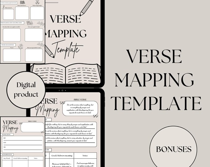 Verse Mapping Printable, Bible Study Template, Minimalist Scripture ...