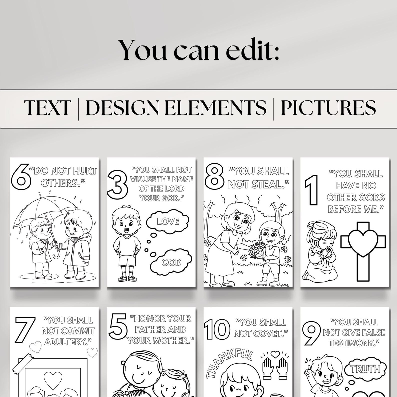 Ten Commandments Coloring Pages Printable Christian Kids Activity ...
