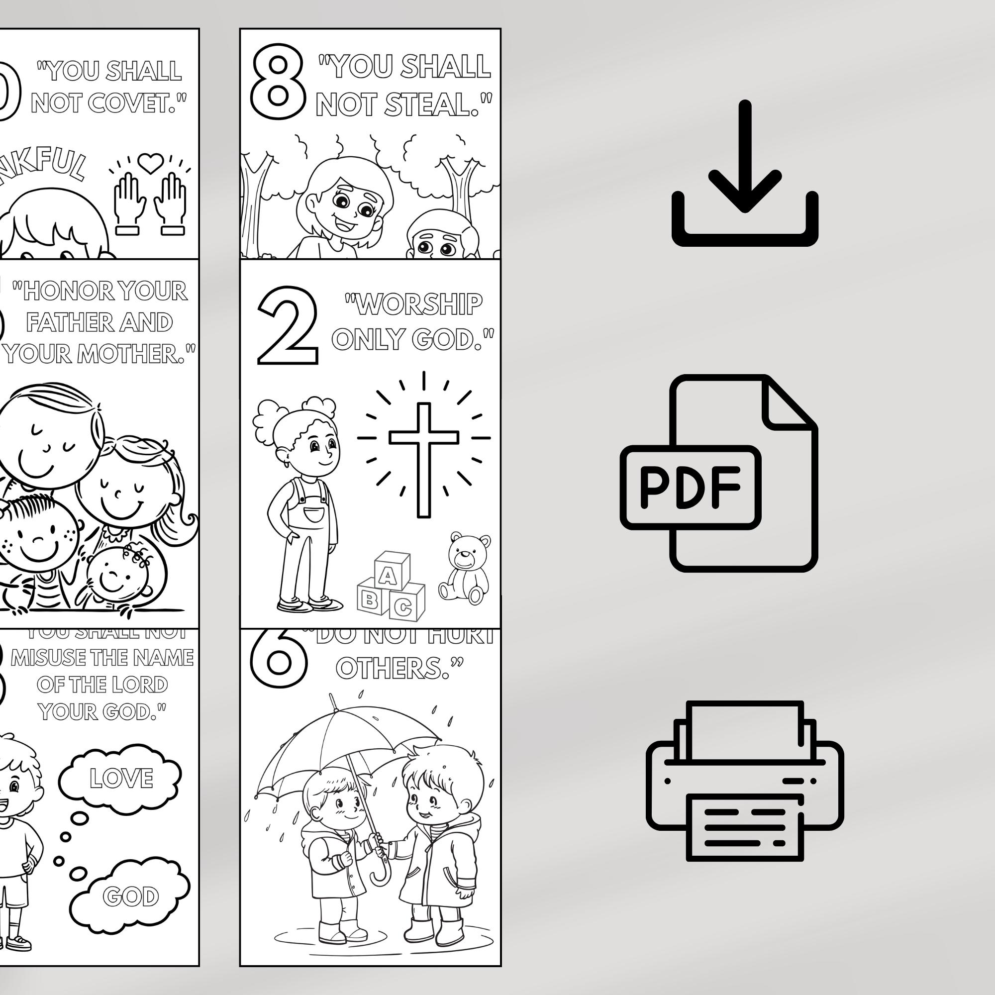 Ten Commandments Coloring Pages Printable Christian Kids Activity ...