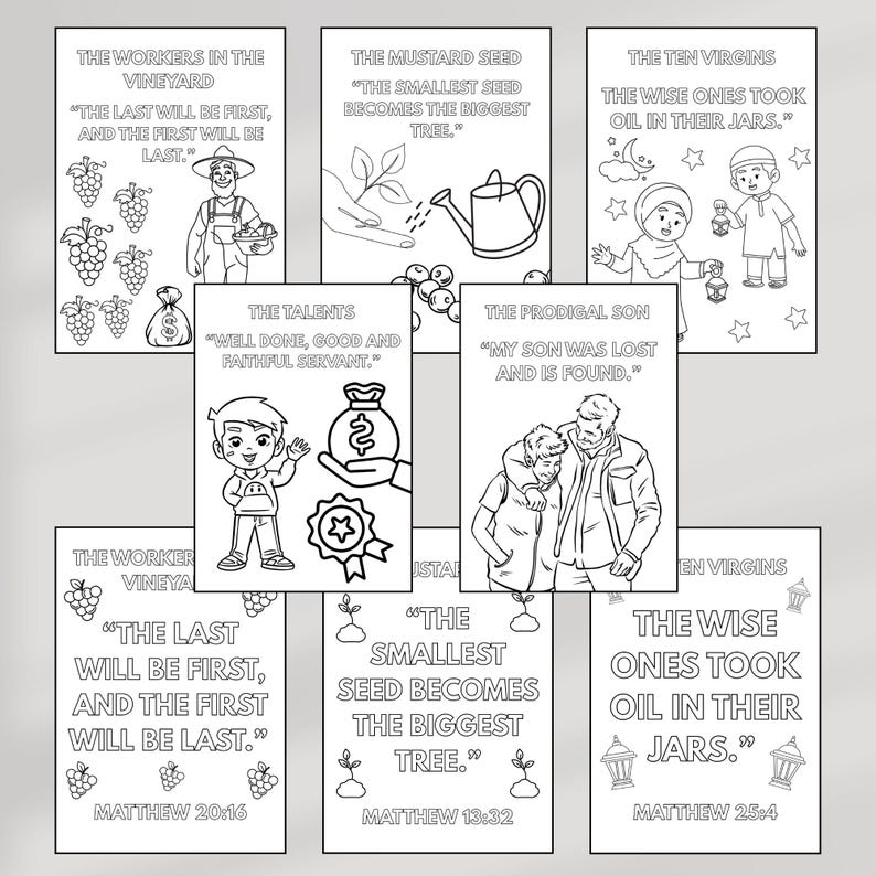 The Parables of Jesus Coloring Pages Printable Christian Kids Activity ...