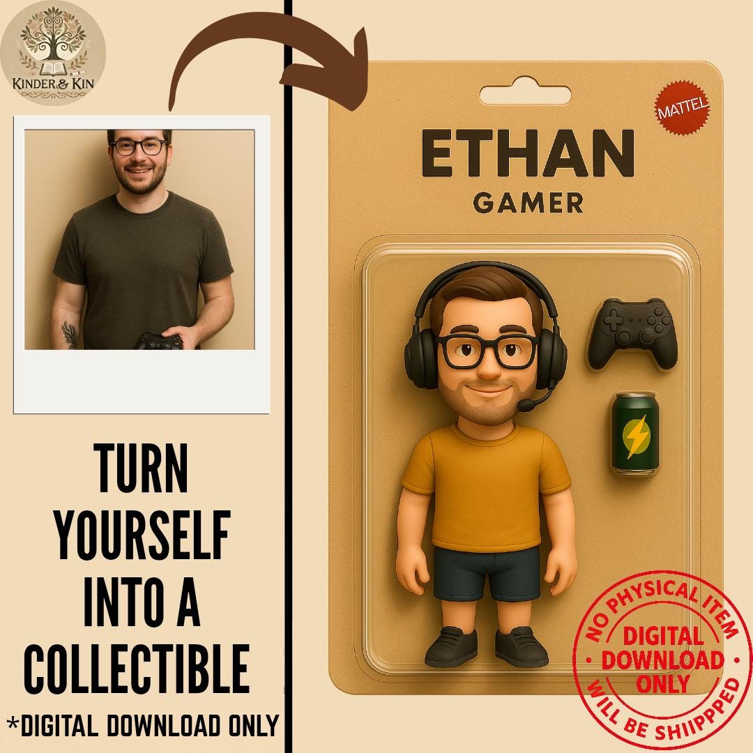 Custom Gamer Action Figure Portrait – Personalized Toy Box Art – Funny ...