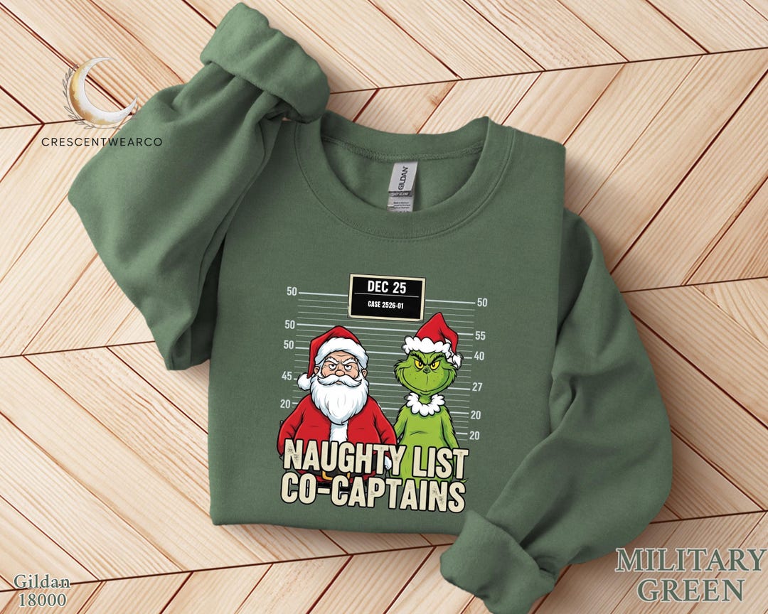 Funny Grinch and Santa Mugshot Christmas Sweatshirt - Etsy