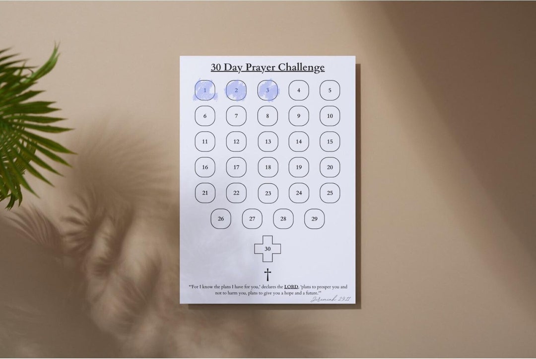 30 Day Prayer Challenge Printable - Faith Tracker - Colour/color and ...