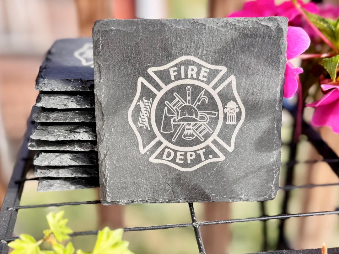 Laser Engraved Fire Department Seal Stone Coasters - Etsy