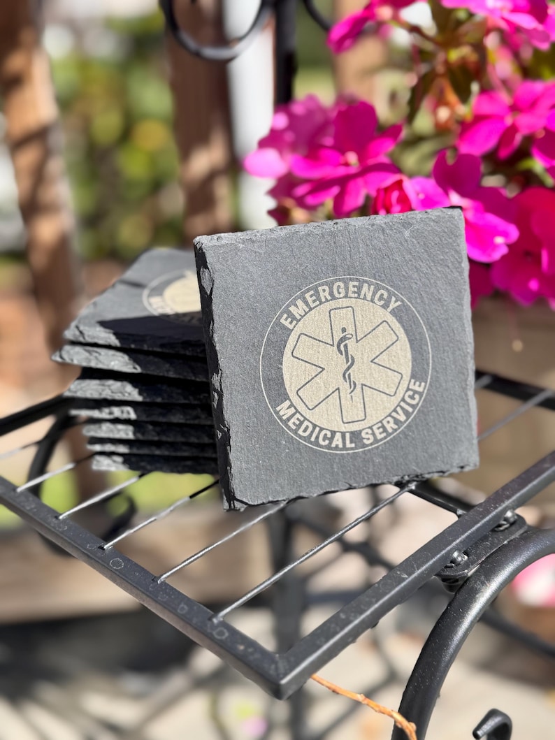 Laser Engraved EMS (emergency Medical Service) Seal Stone Coasters - Etsy