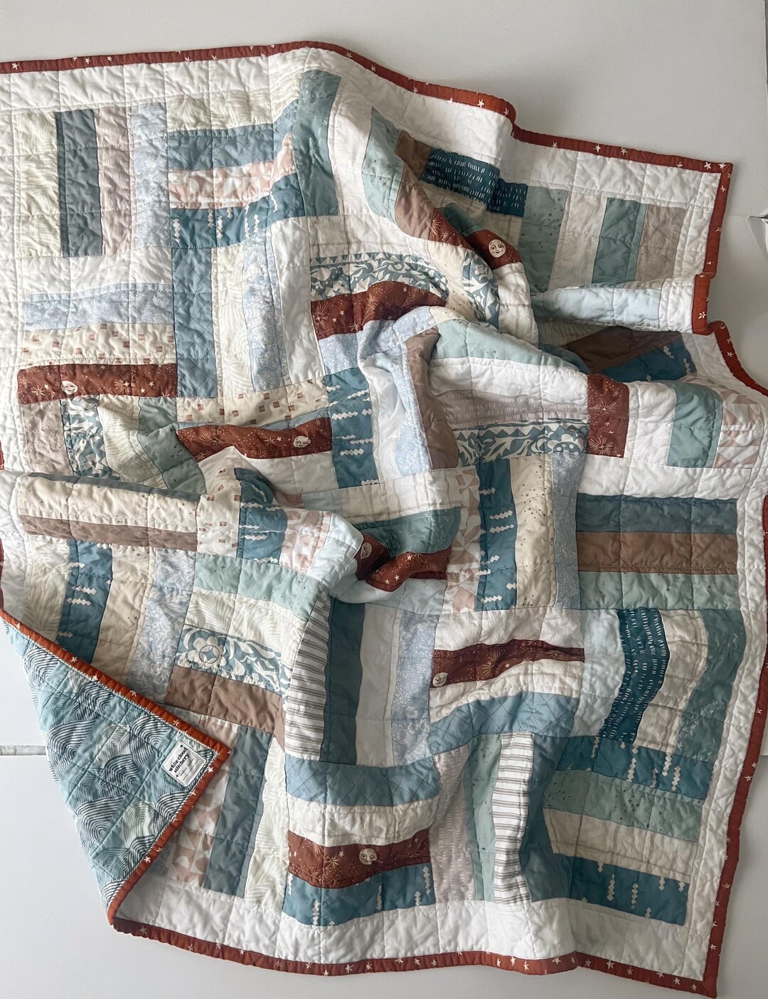 Modern Patchwork Quilt, Modern Baby Quilt, Baby Quilt, Patchwork Quilt, Crib Quilt- Beach Tile ...