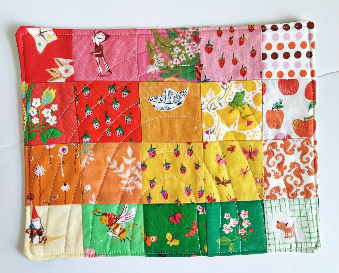 The Patchwork Quilted Mug Rug, Mug Rug, Coaster, Heather Ross Patchwork ...