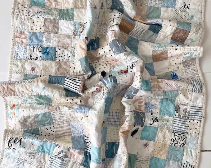 Modern Patchwork Quilt, Modern Baby Quilt, Baby Quilt, Crib Quilt- Sea Salt - No. 223 - Etsy