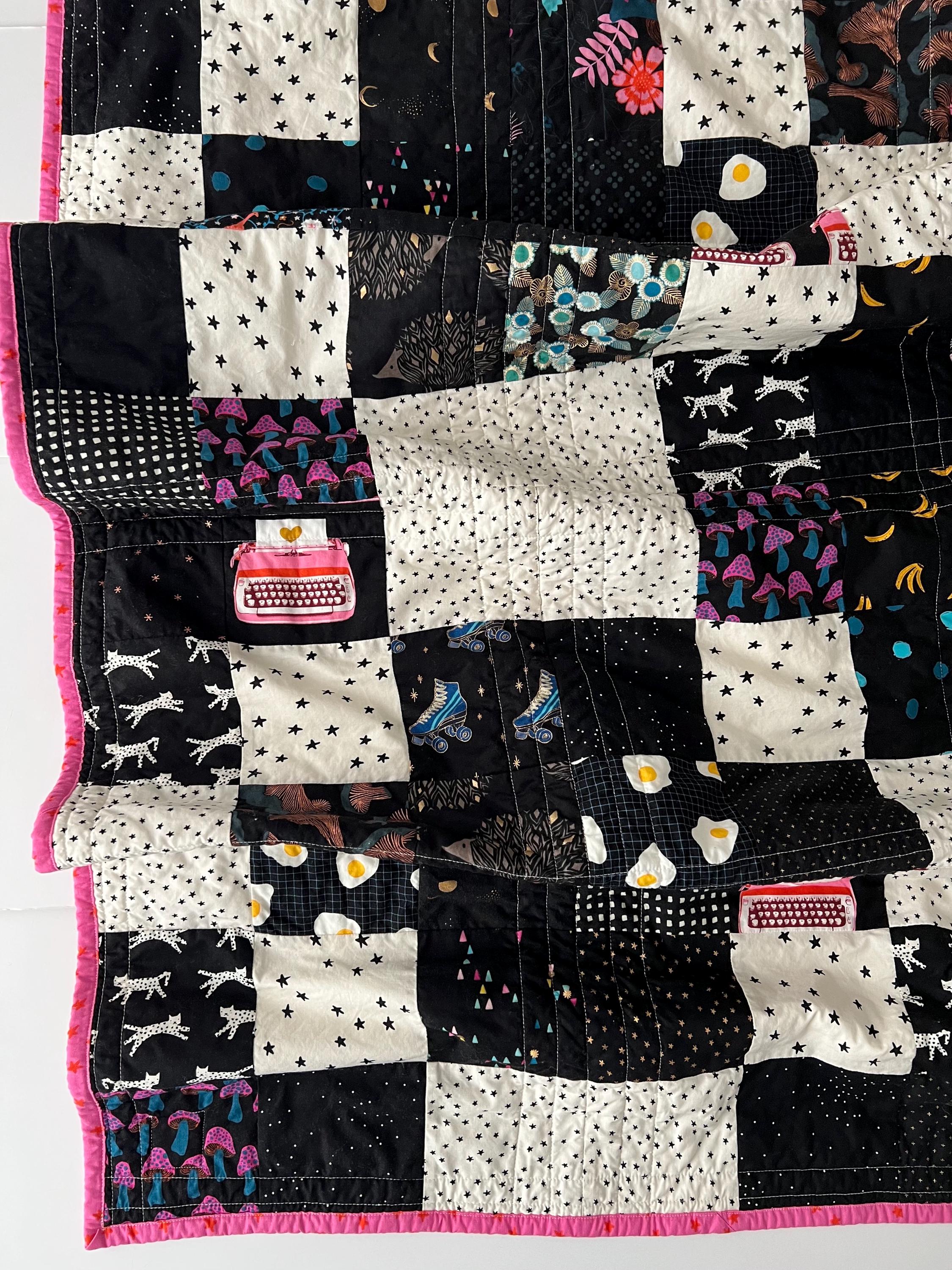 Modern Patchwork Baby Quilt: Ruby Star Society Fabric, Black & White ...