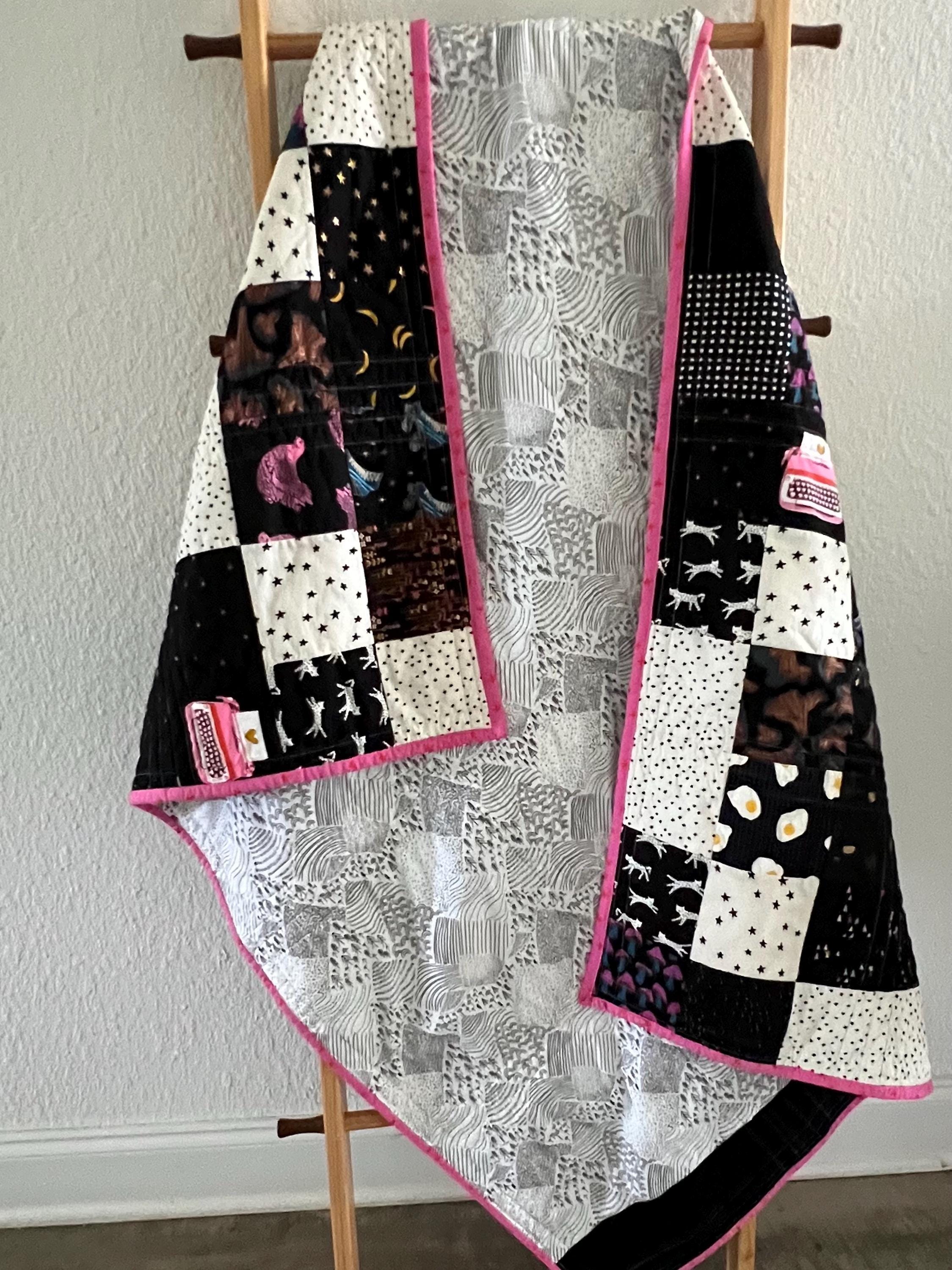 Modern Patchwork Baby Quilt: Ruby Star Society Fabric, Black & White ...