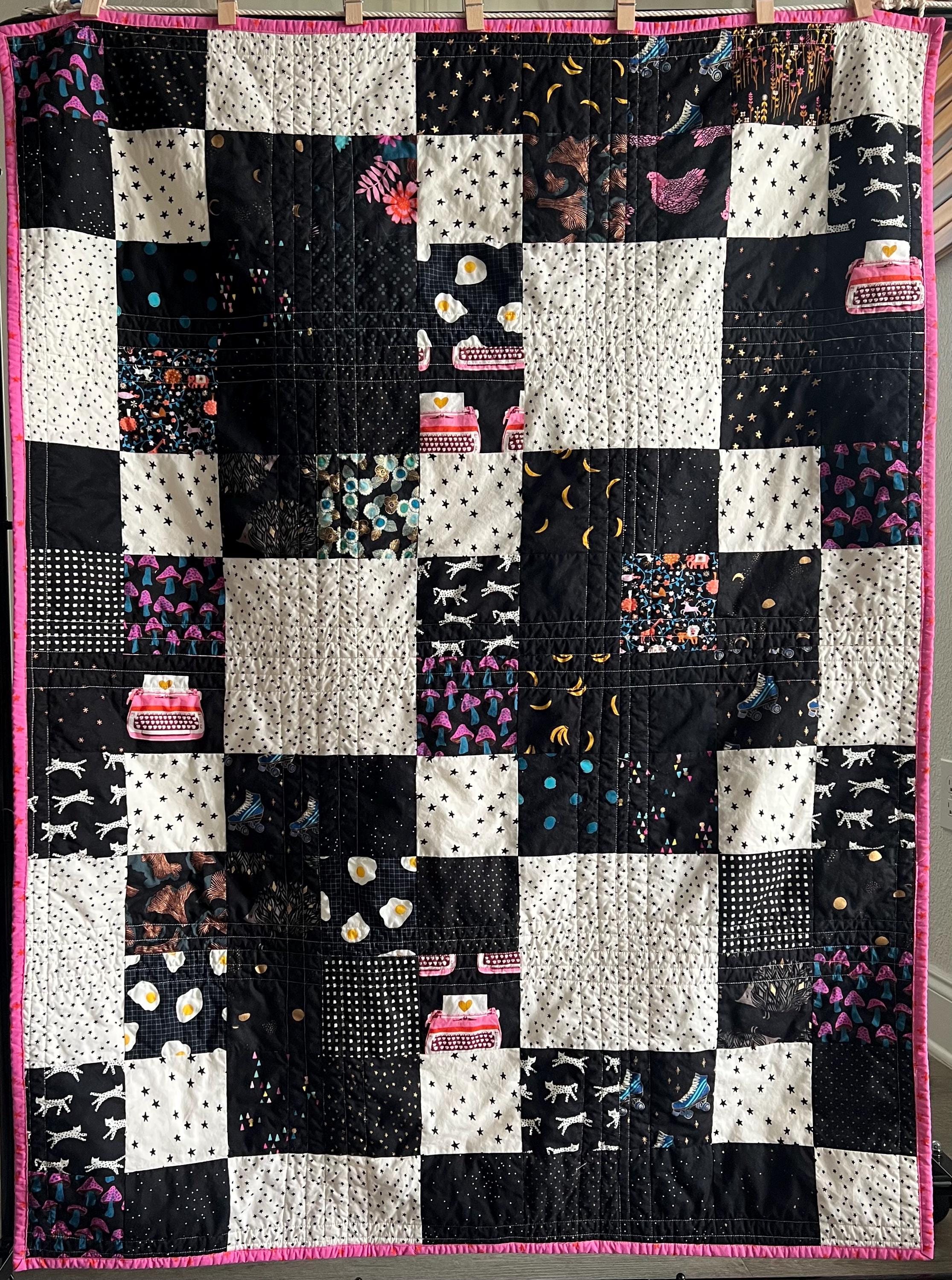 Modern Patchwork Baby Quilt: Ruby Star Society Fabric, Black & White ...