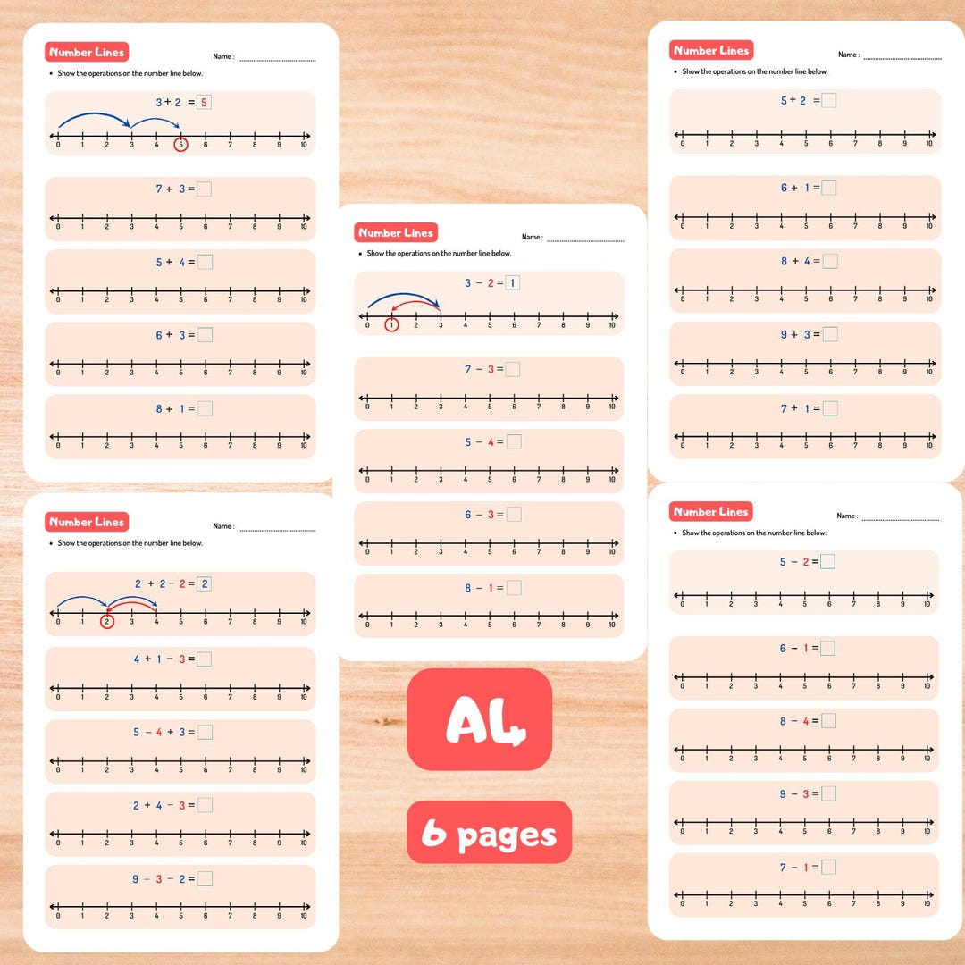 Number Line Mathematics, Addition Subtraction Worksheet, Number Line ...