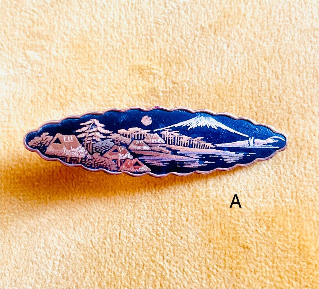 Victorian Japanese Mount Fuji Brooch, Inlaid Gold and Silver. - Etsy