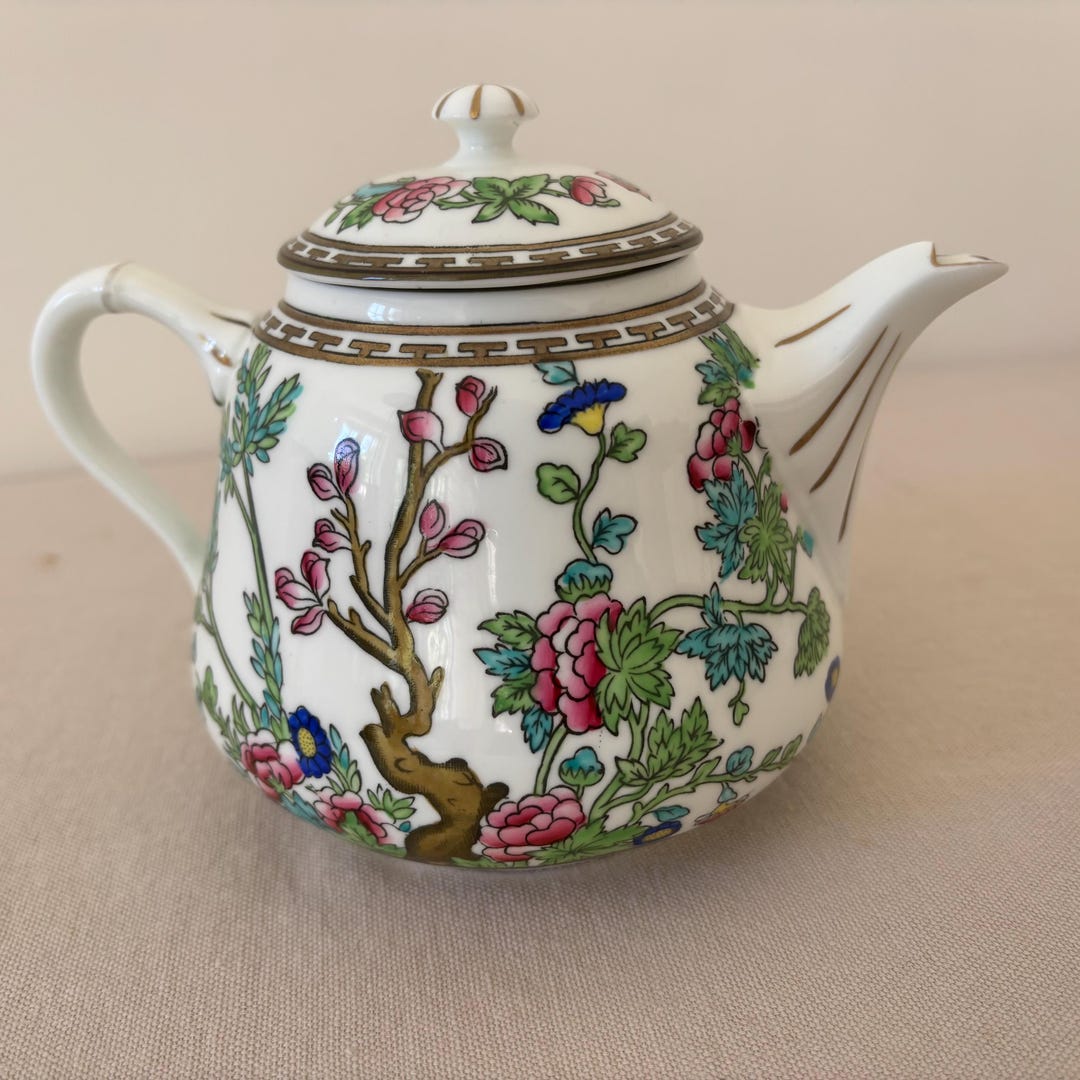 Vintage Coalport Indian Tree Teapot: Fine Bone China Chinoiserie Floral ...