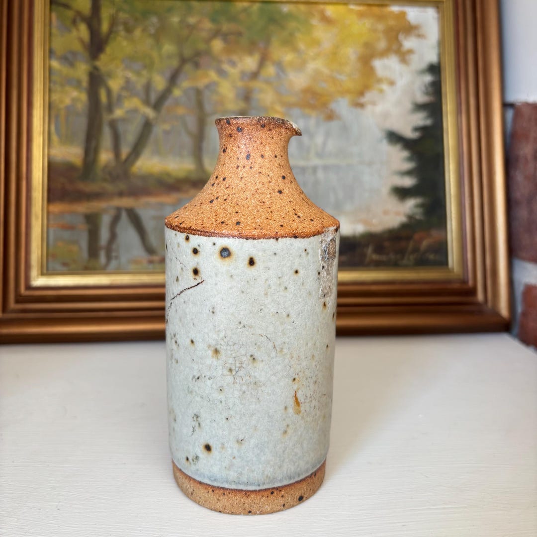 Robin Welch Studio Pottery Bottle With Pourer - Speckle Glazed Vase ...