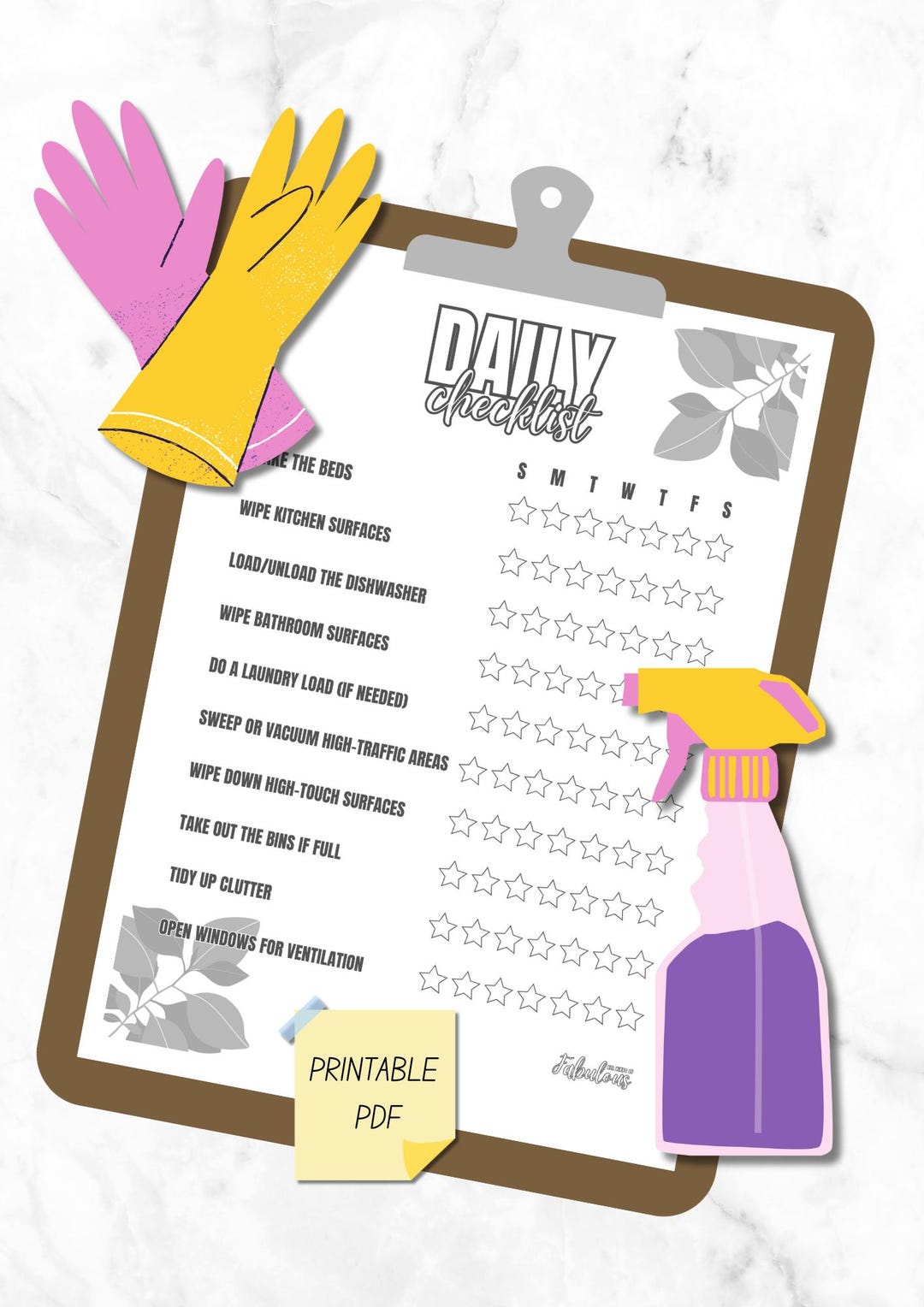 Printable Cleaning Tracker | 10-page Home Cleaning Checklist | Daily ...