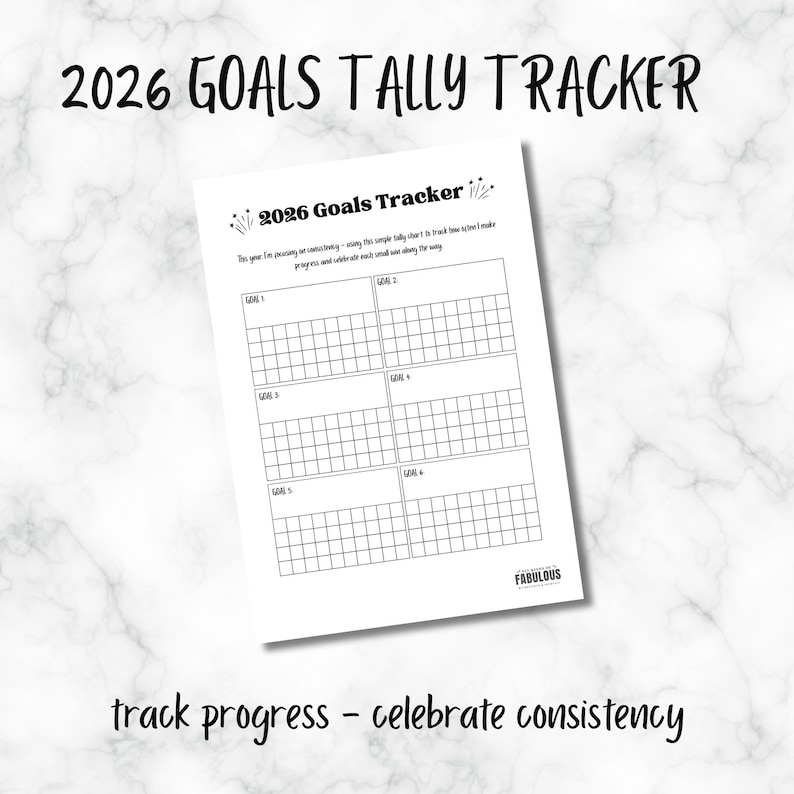 2026 Goals Tracker Printable | Tally Chart Goal Planner | One Page PDF ...