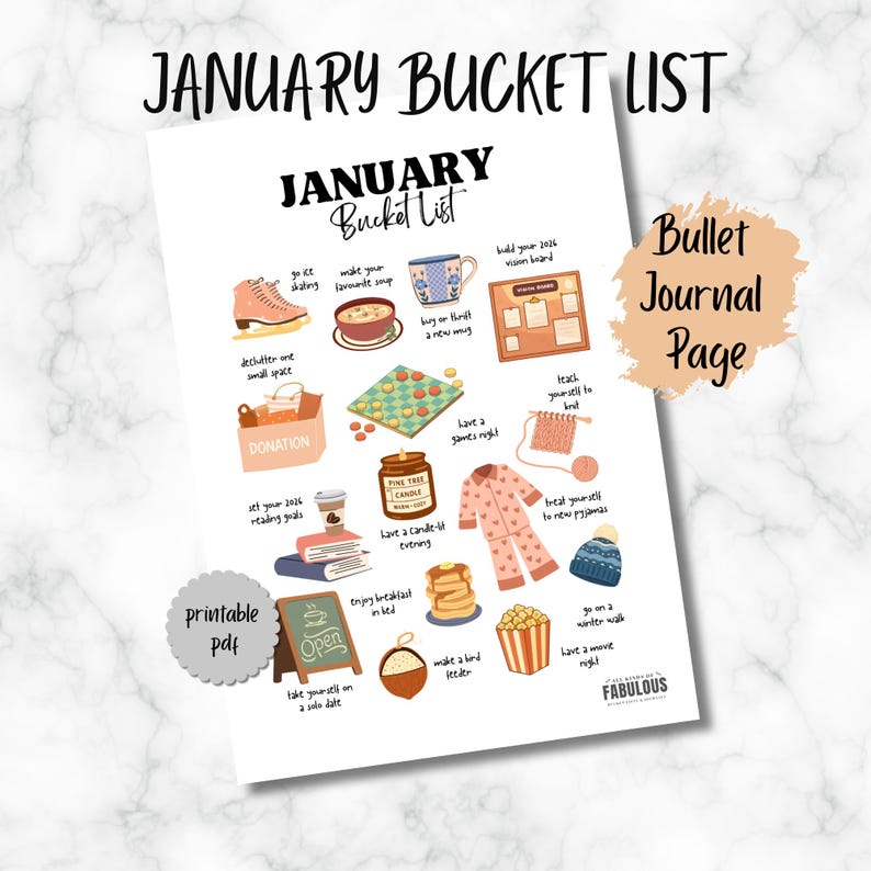 January Bucket List Printable PDF | Cosy Winter Activities | Bullet ...