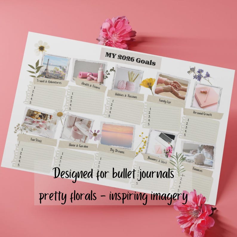 2026 Vision Board Goal Setting Bullet Journal Page | Life Pillars Goal ...