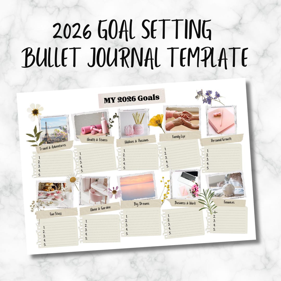 2026 Vision Board Goal Setting Bullet Journal Page | Life Pillars Goal ...