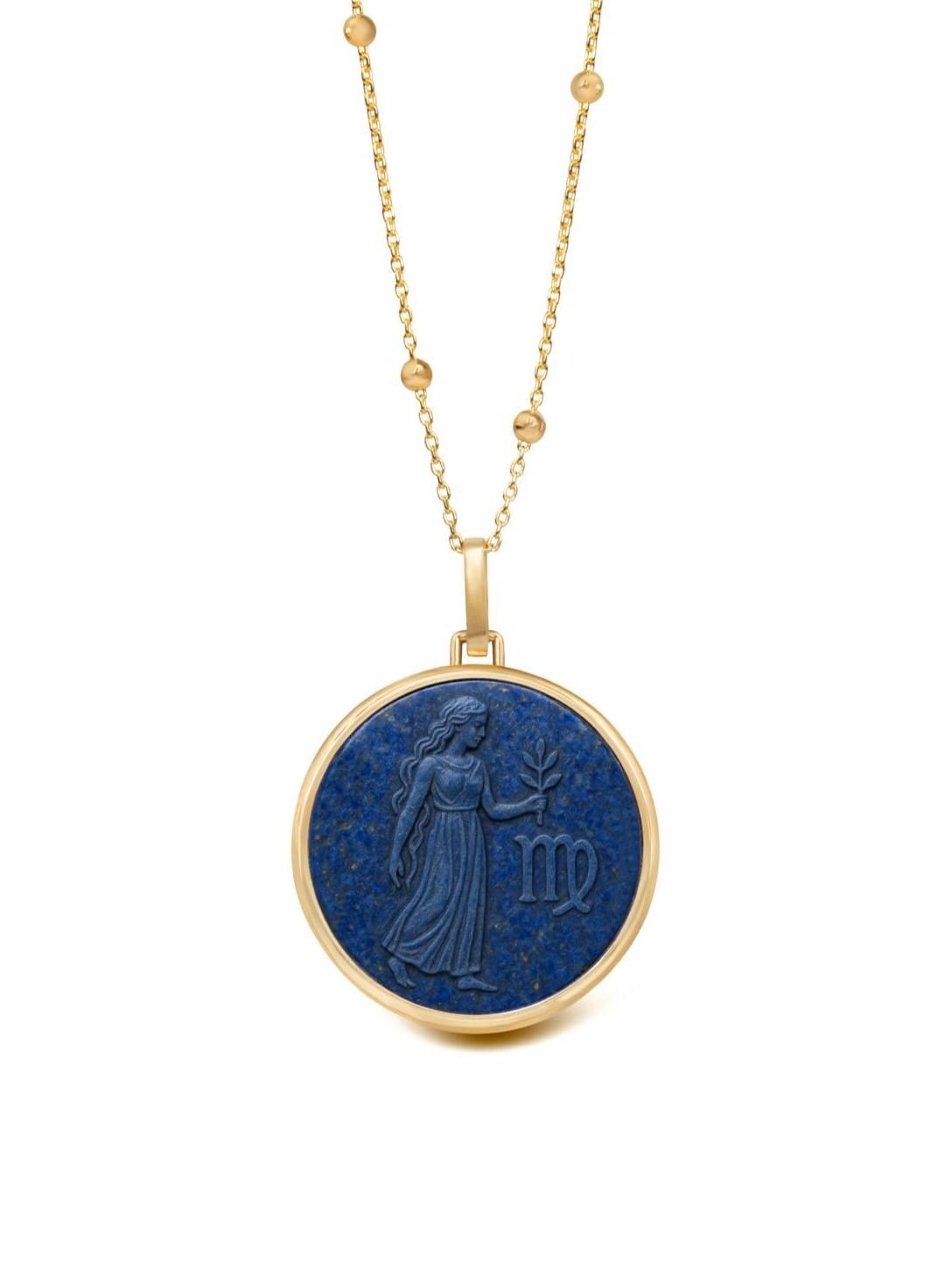 Gold Virgo Sign Cameo Necklace, Zodiac Sign Pendant for Men & Women ...