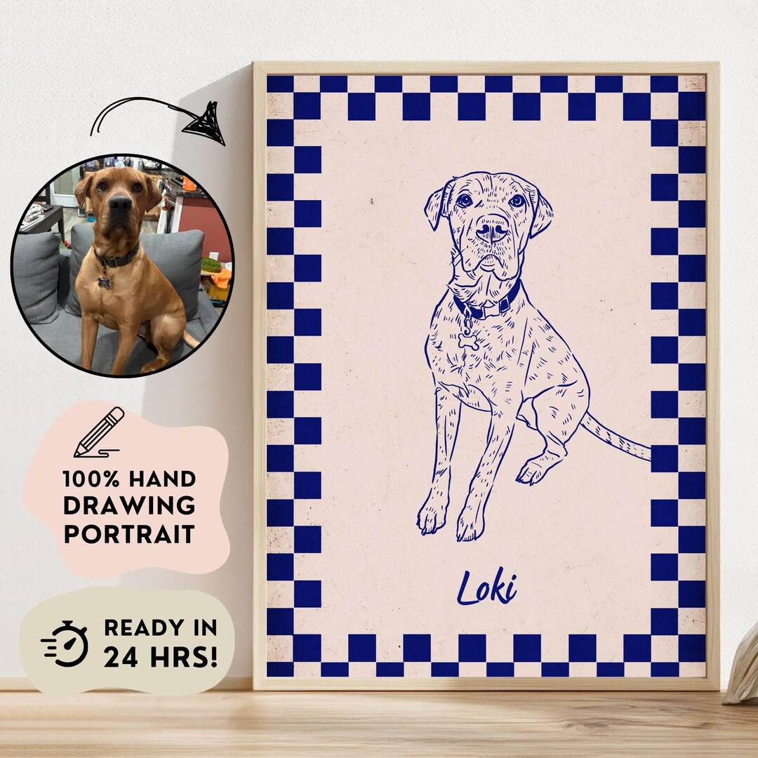 Custom Funky Dog Prints, Badly Drawn Pet Portrait, Personalized Ugly ...